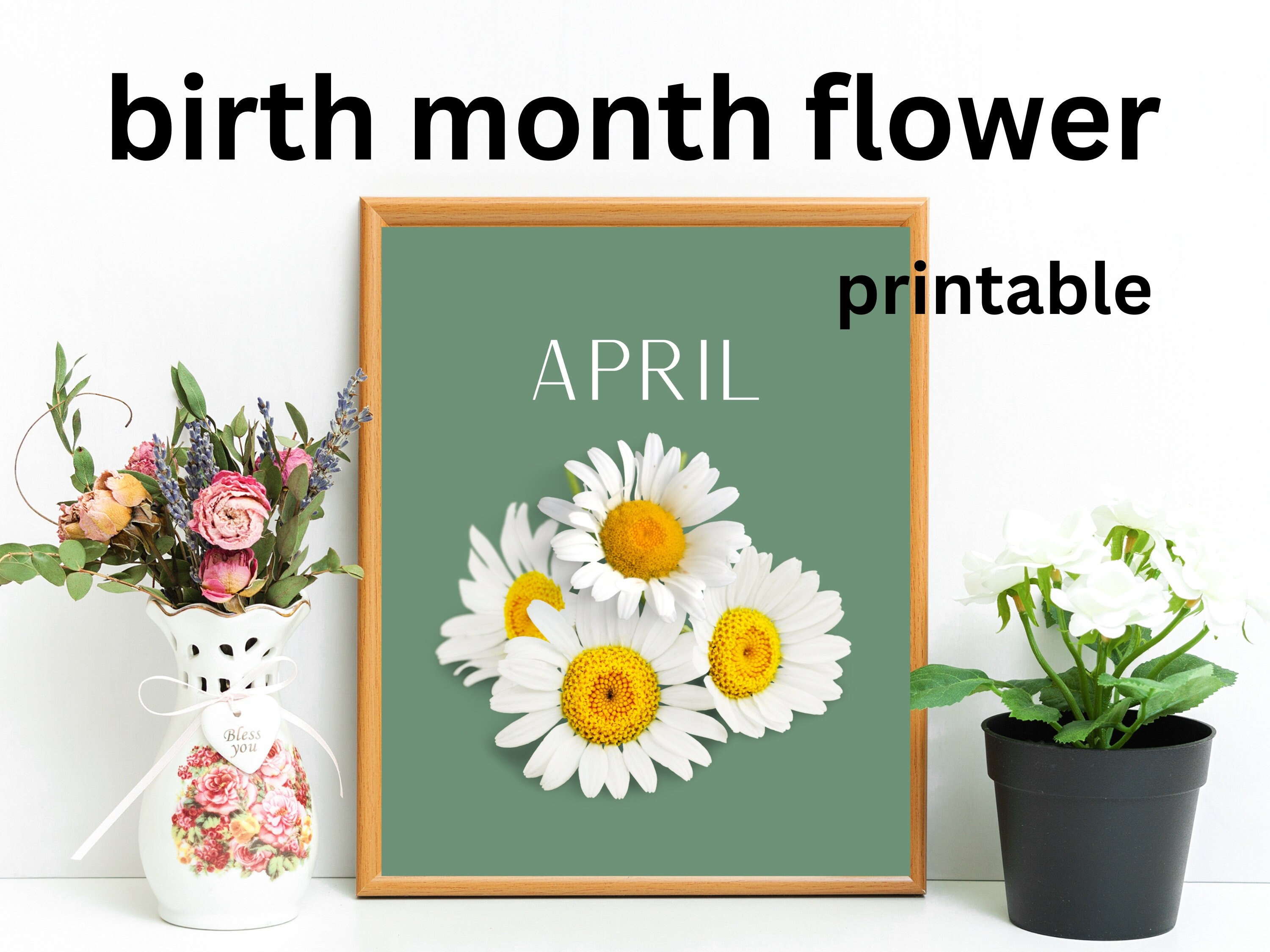 April Birth Month Flower Wall Art, Daisy Wall Art, Gift for Person Born ...