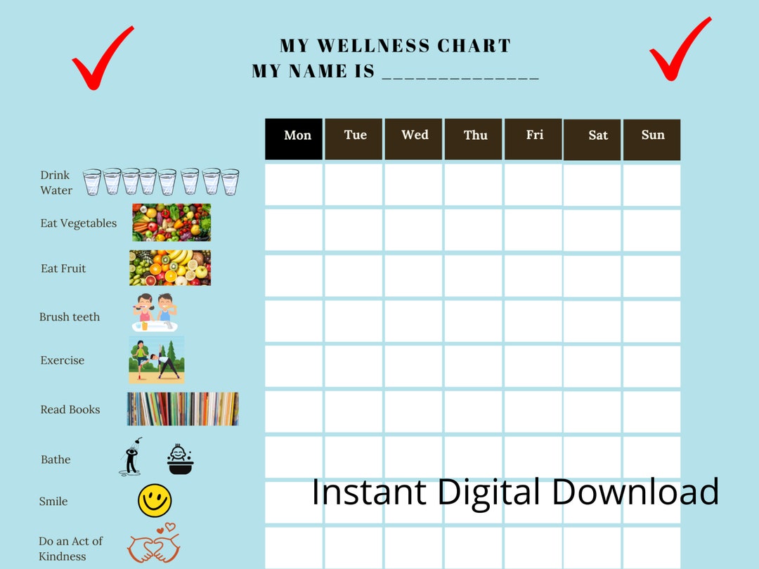 Kids Wellness Checklist, Kids Checklist With Pictures, Kids Healthy ...