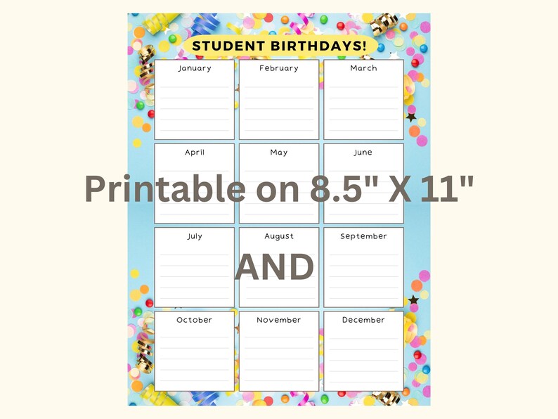Classroom Birthday Chart, Kid Birthday Tracker, Birthday Chart ...