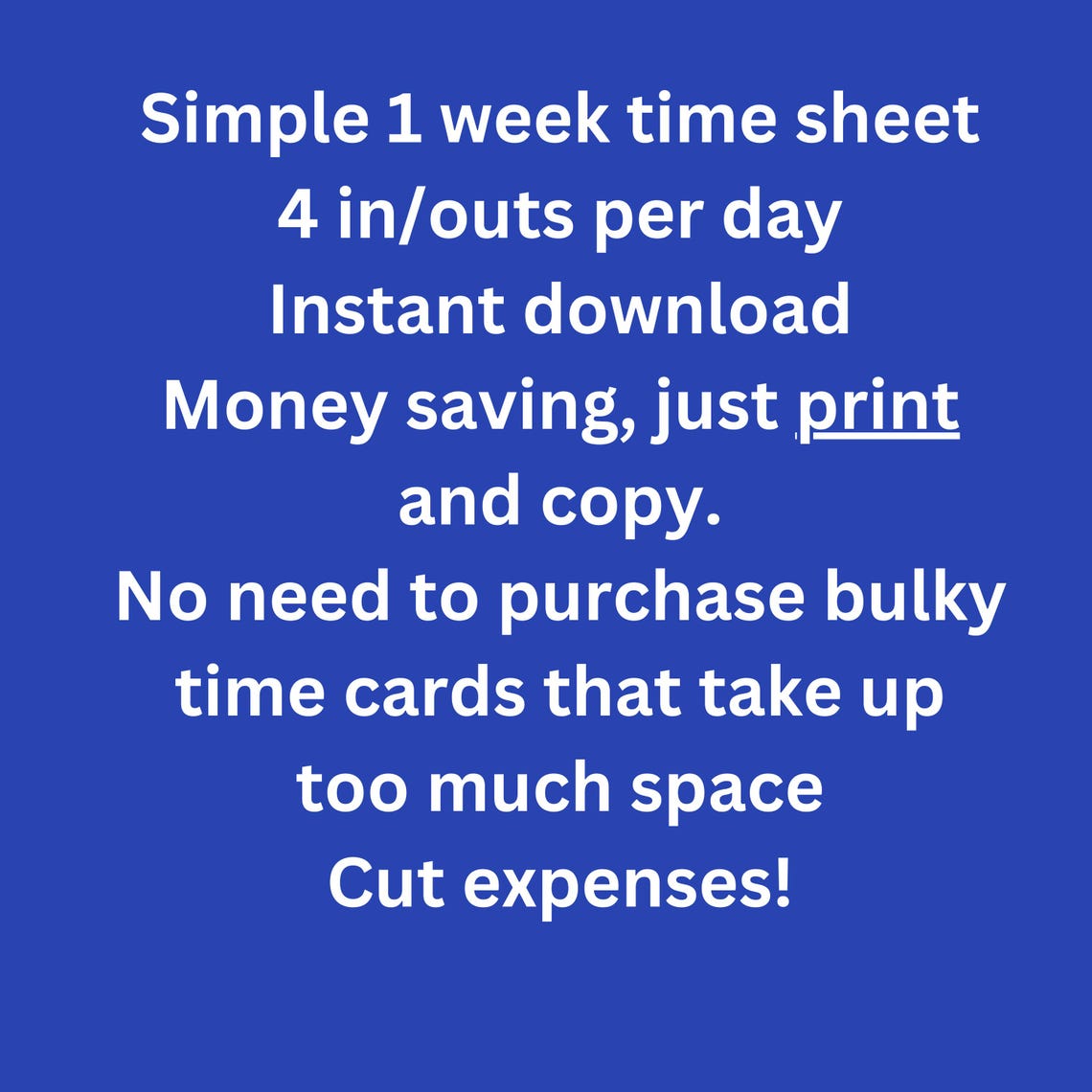 Time Sheet, 1 Week Time Card, Time Sheet 4 in Outs, Payroll Time Sheet ...