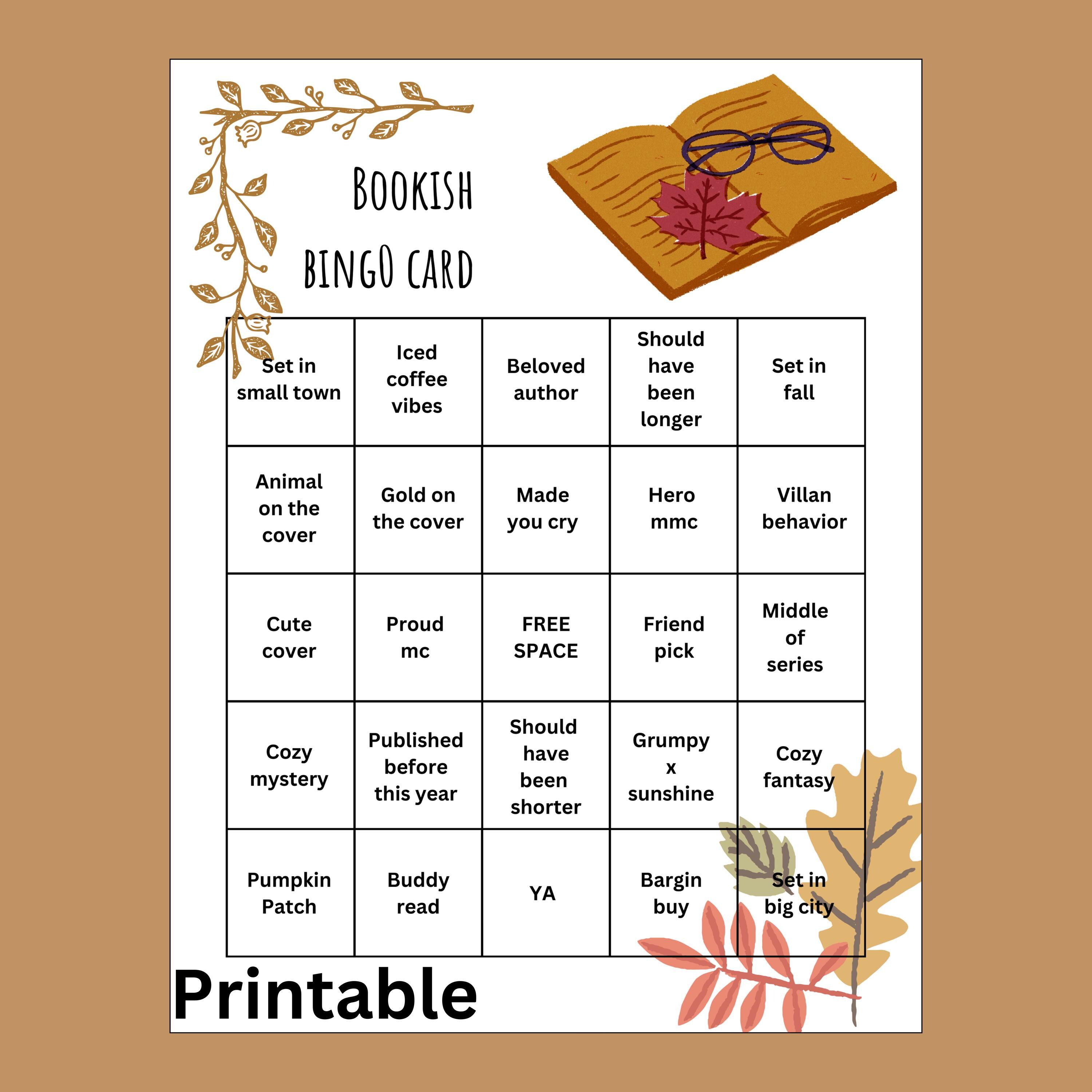 Bookish Bingo Cards, TBR Card, Bookish Printable, Bookish Merch, Books ...