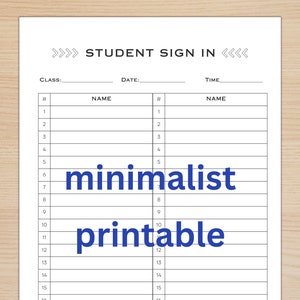 Student Sign in Sheet, Student Sign in Log, Attendance Log, Attendance ...