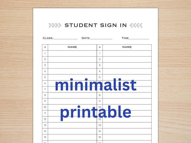 Student Sign in Sheet, Student Sign in Log, Attendance Log, Attendance ...