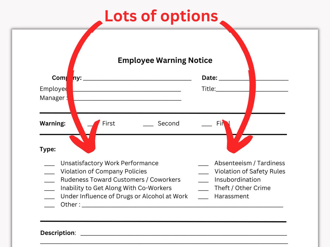Employee Write up Form, Staff Write up Form, Write up Form, Workplace ...
