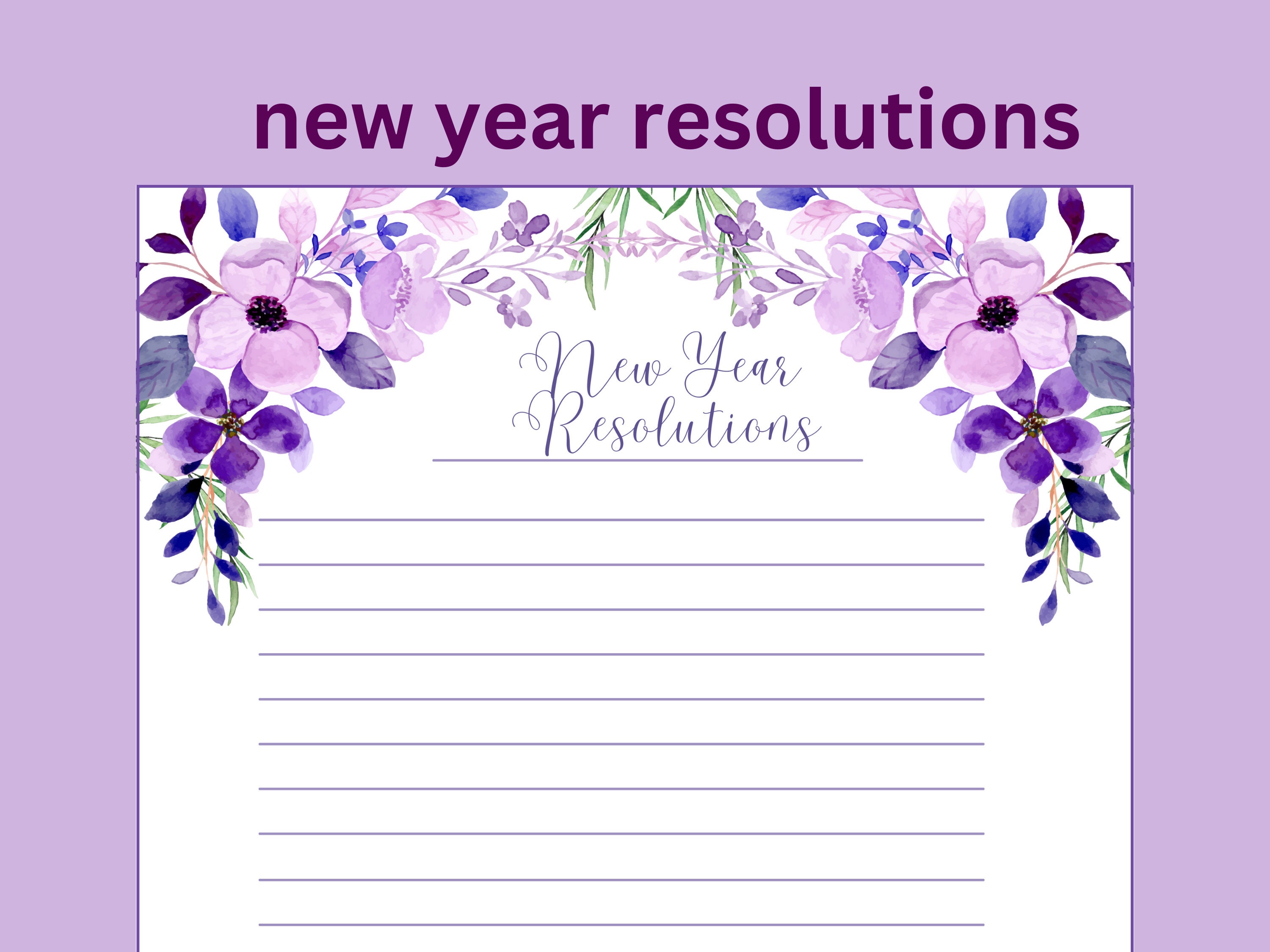 New Year Resolution, Printable New Year Resolutions, New Year Goal ...