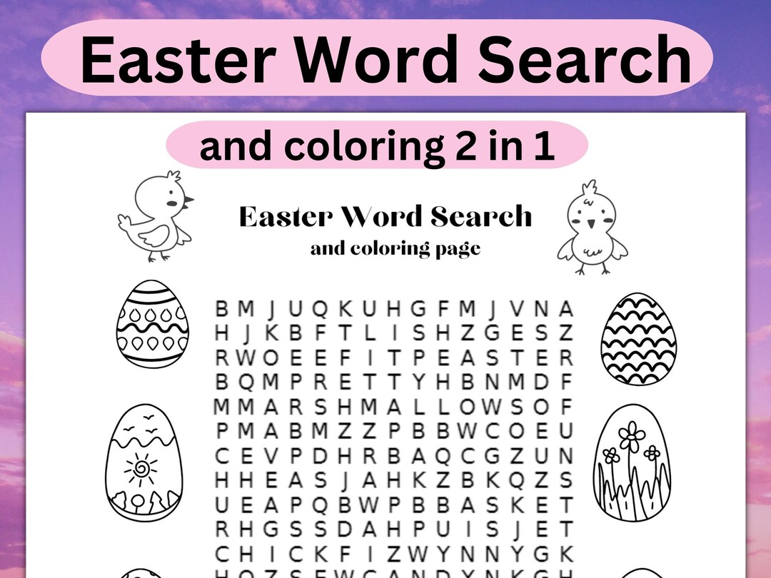 Easter Egg Coloring Page, Easter Word Seach, Easter Kids Activity ...