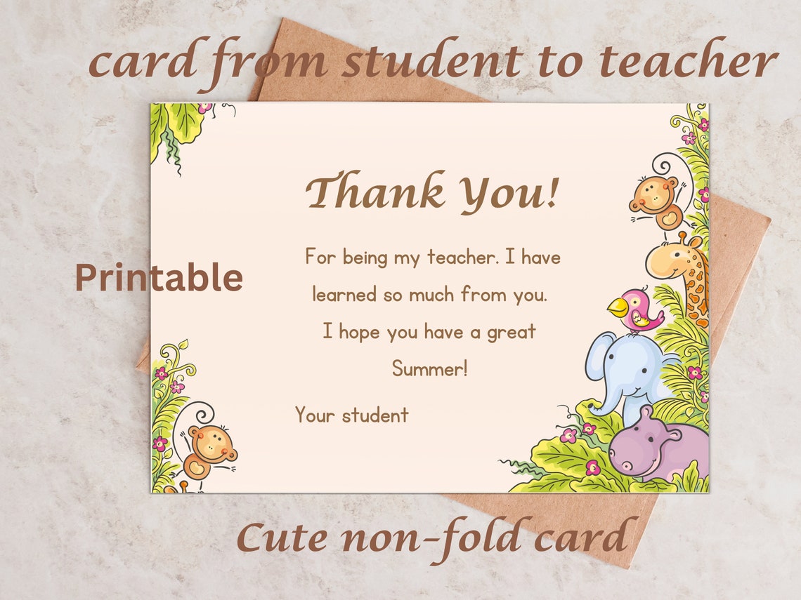 Teacher Appreciation, Card From Student, Thank You Vcard From Student ...