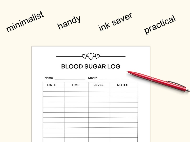 Blood Sugar Log, Blood Sugar Tracker, Blood Sugar Chart, Blood Sugar ...