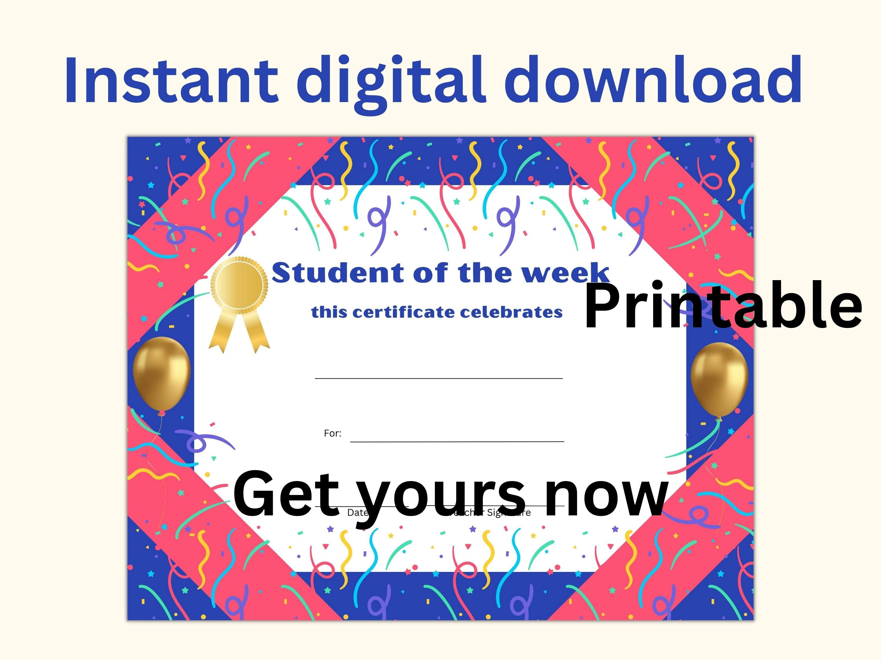 Student of the Week Certificate, Student Certificate, Kid of the Week ...