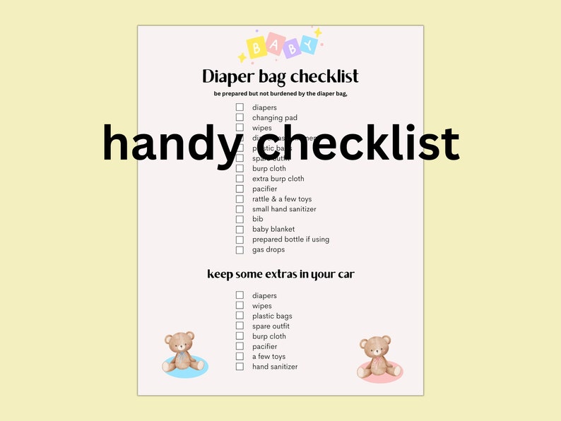 Diaper Bag Checklist for New Mom, Diaper Bag List, Diaper Bag ...