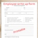 Employee Write up Form, Staff Write up Form, Write up Form, Workplace ...