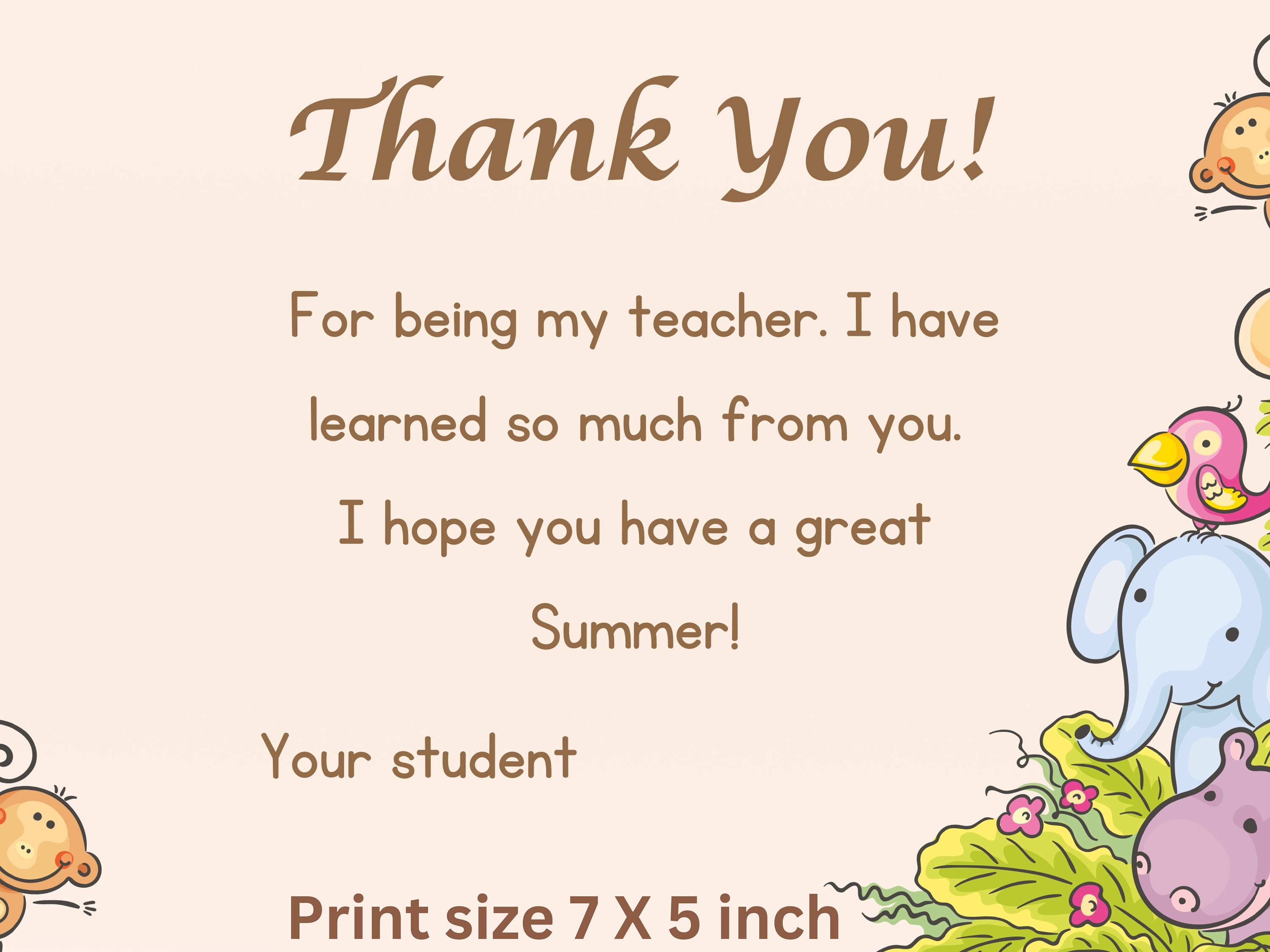 Teacher Appreciation, Card From Student, Thank You Vcard From Student ...