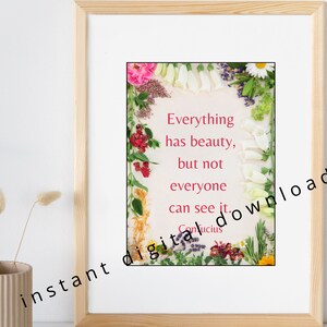 Printable Quotes on Floral Background, Printable 8 X 10 Wall Art ...