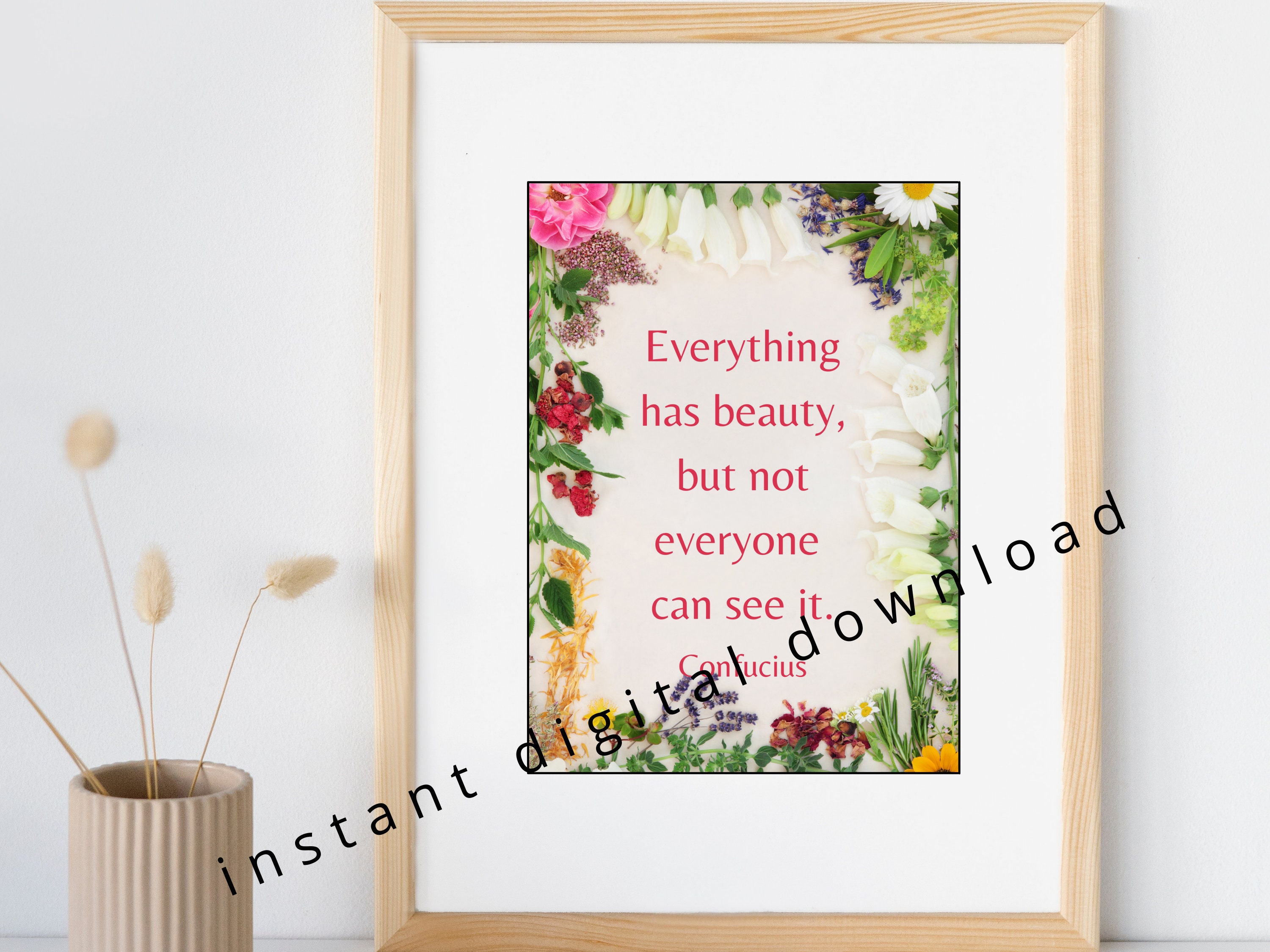 Printable Quotes on Floral Background, Printable 8 X 10 Wall Art ...