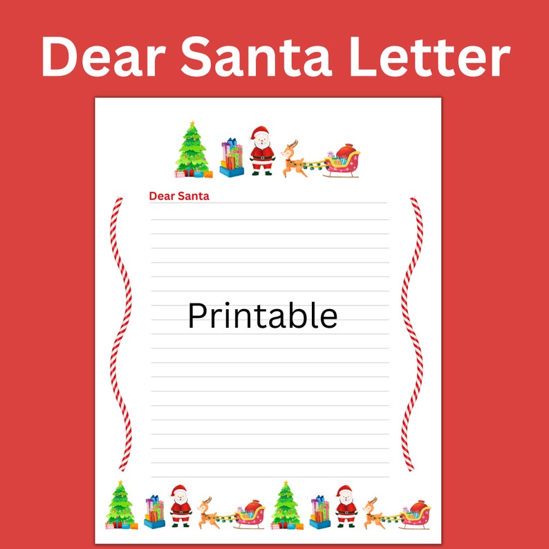 Santa Letter Printable, Dear Santa Letter, Letter to Santa, Santa ...