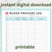 Blood Pressure Chart, Blood Pressure Log, Blood Pressure Tracker, Blood ...