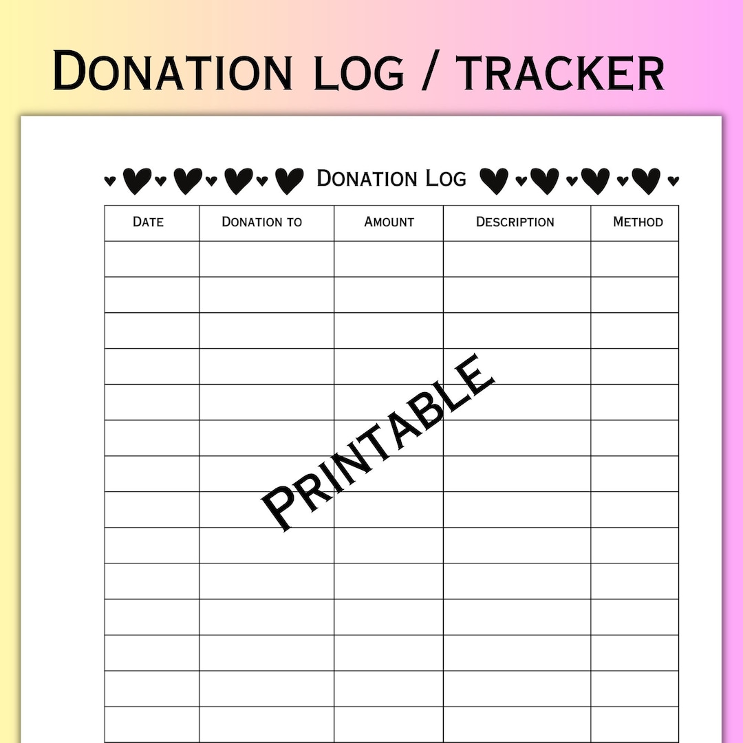 Donation Log, Donation Tracker, Tithe Log, Tithe, Offering Tracker ...
