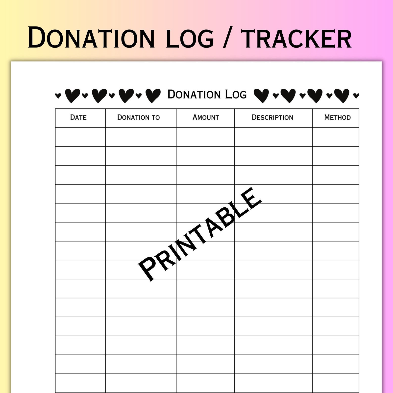 Donation Log, Donation Tracker, Tithe Log, Tithe Tracker, Offering ...