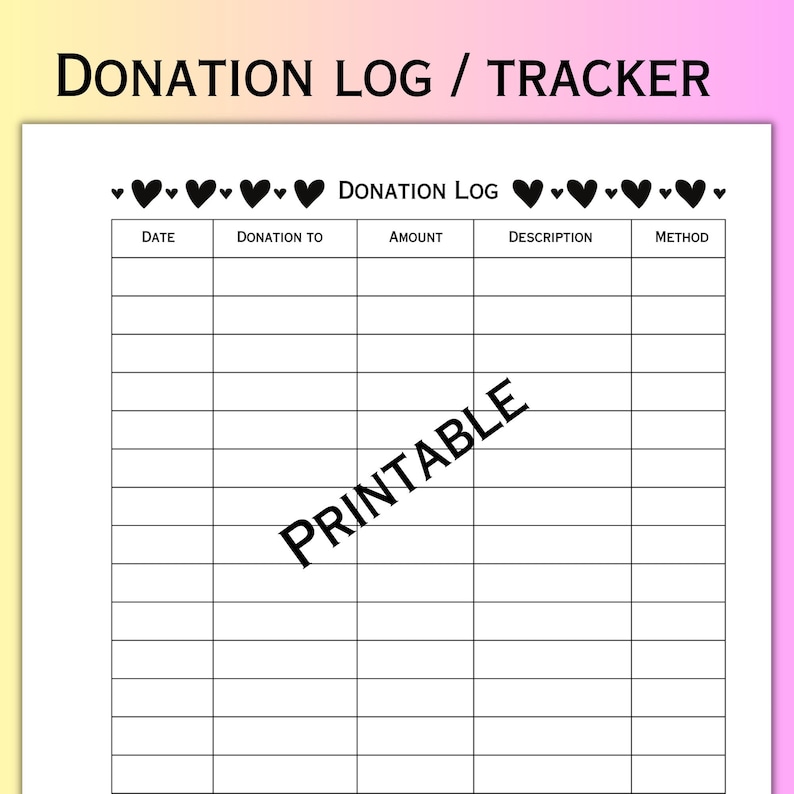 Donation Log, Donation Tracker, Tithe Log, Tithe Tracker, Offering ...