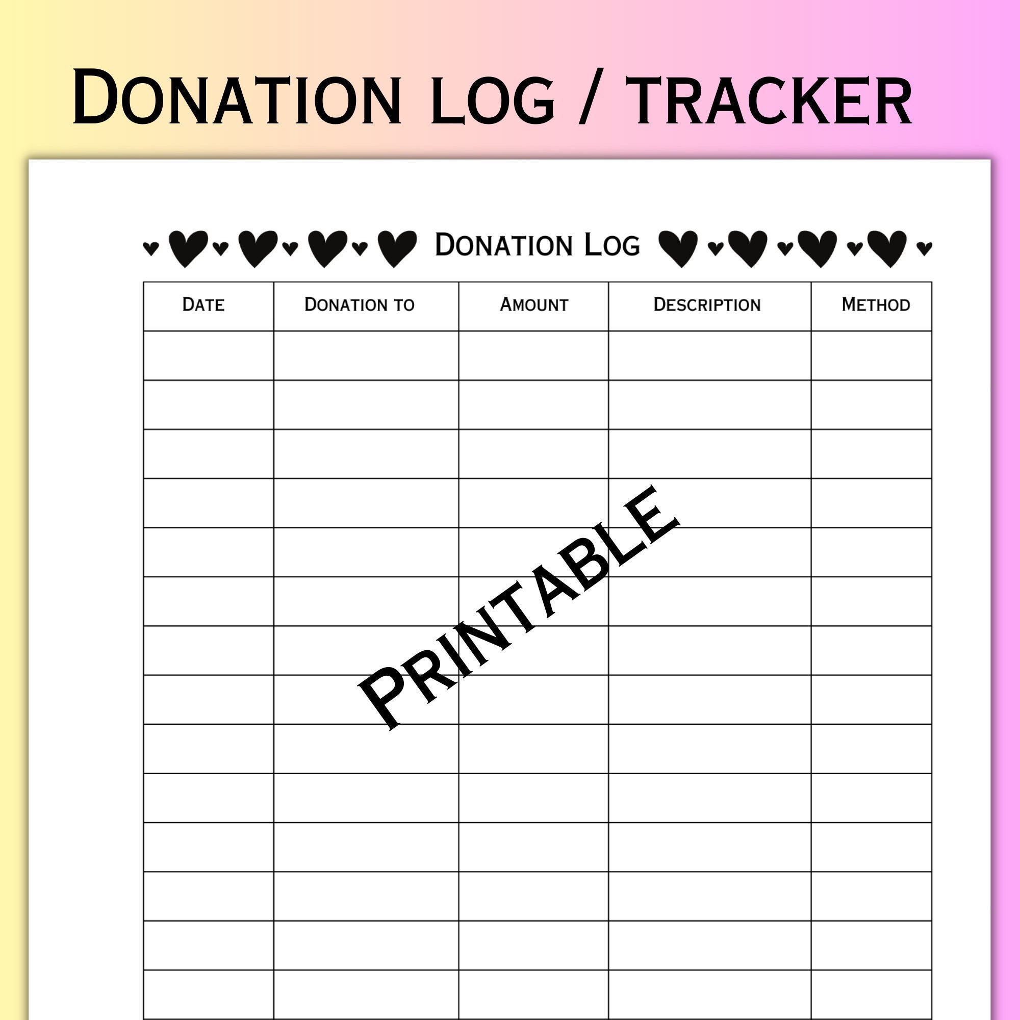 Donation Log, Donation Tracker, Tithe Log, Tithe, Offering Tracker ...