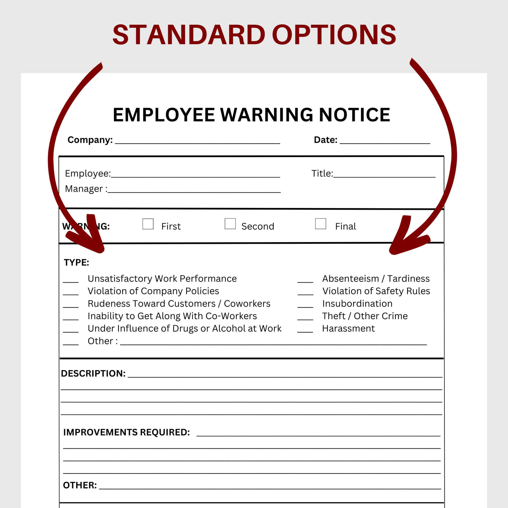 Employee Write up Form, Staff Write up Form, Employee Write up Format ...