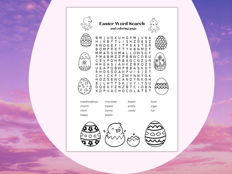 Easter Egg Coloring Page, Easter Word Seach, Easter Kids Activity ...