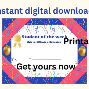 Student of the Week Certificate, Student Certificate, Kid of the Week ...