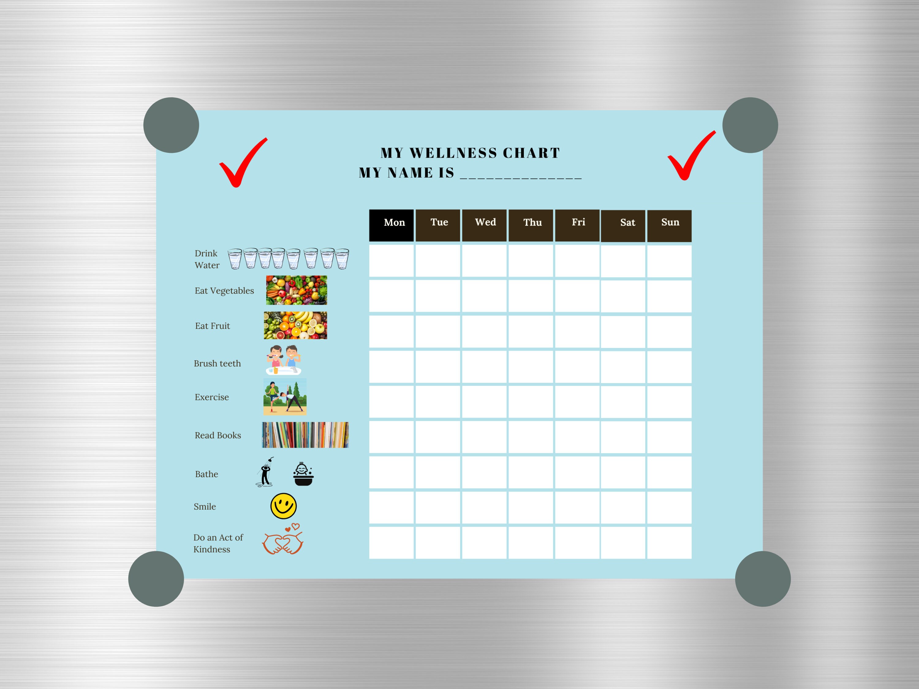 Kids Wellness Checklist, Kids Checklist With Pictures, Kids Healthy ...