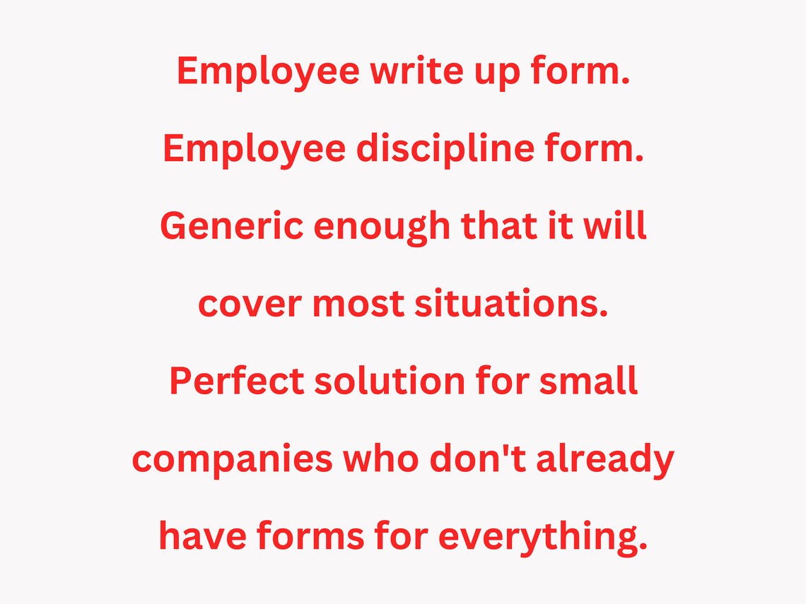 Employee Write up Form, Staff Write up Form, Write up Form, Workplace ...