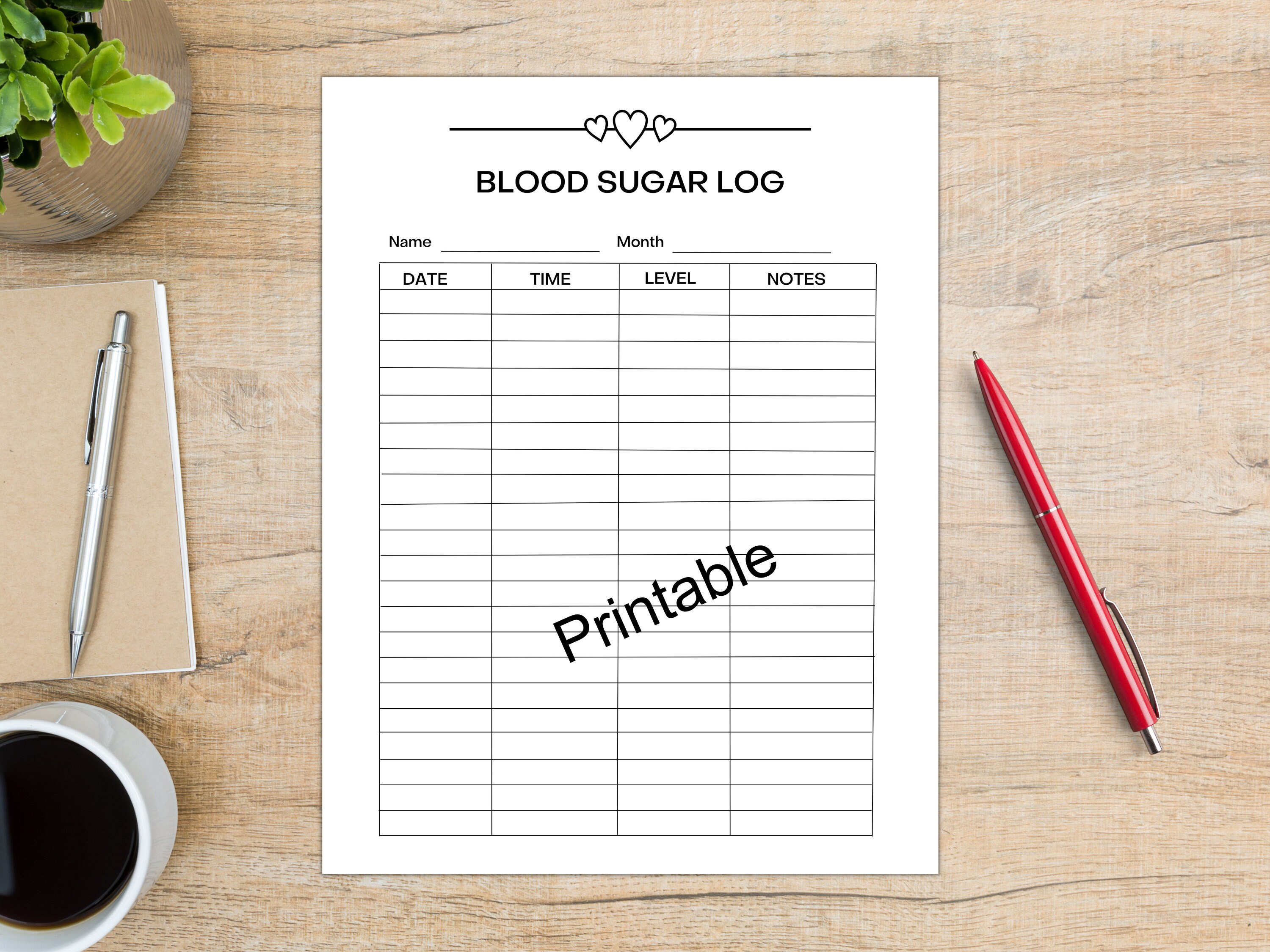 Blood Sugar Log, Blood Sugar Tracker, Blood Sugar Chart, Blood Sugar ...