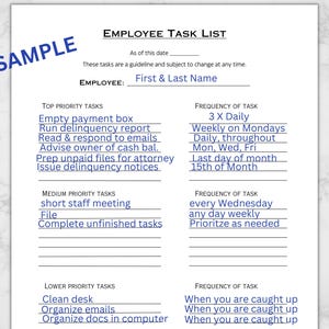 Employee Task List, New Employee Training List, to Do List for New ...