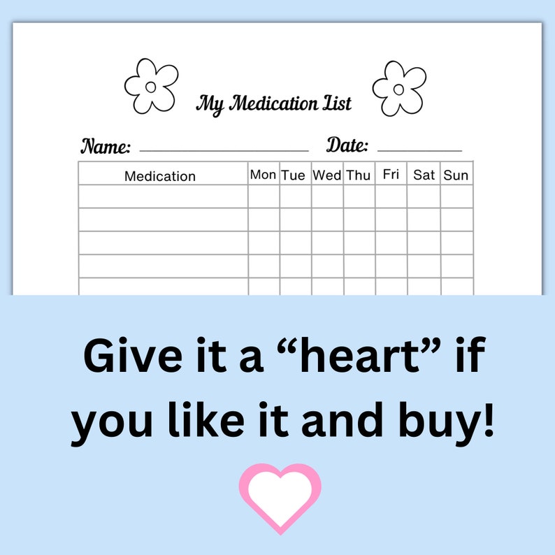 My Medication List, My Medication Log Printable, Medication Taking ...