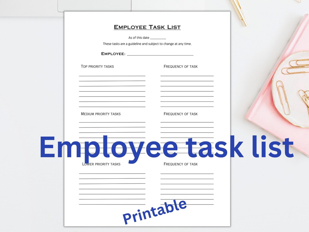 Task List New Employee, Task List, New Employee Training List, to Do ...