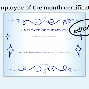 Employee of the Month Template, Employee of the Month Certificate ...