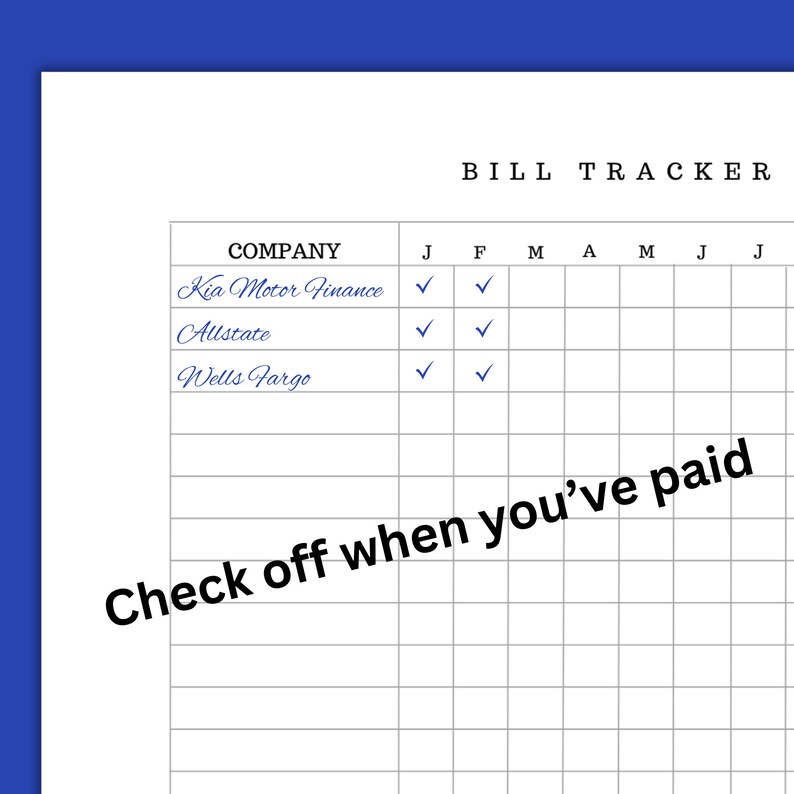 Bill Tracker, Bill Payment Tracker Printable, Yearly Bill Tracker, Bill ...