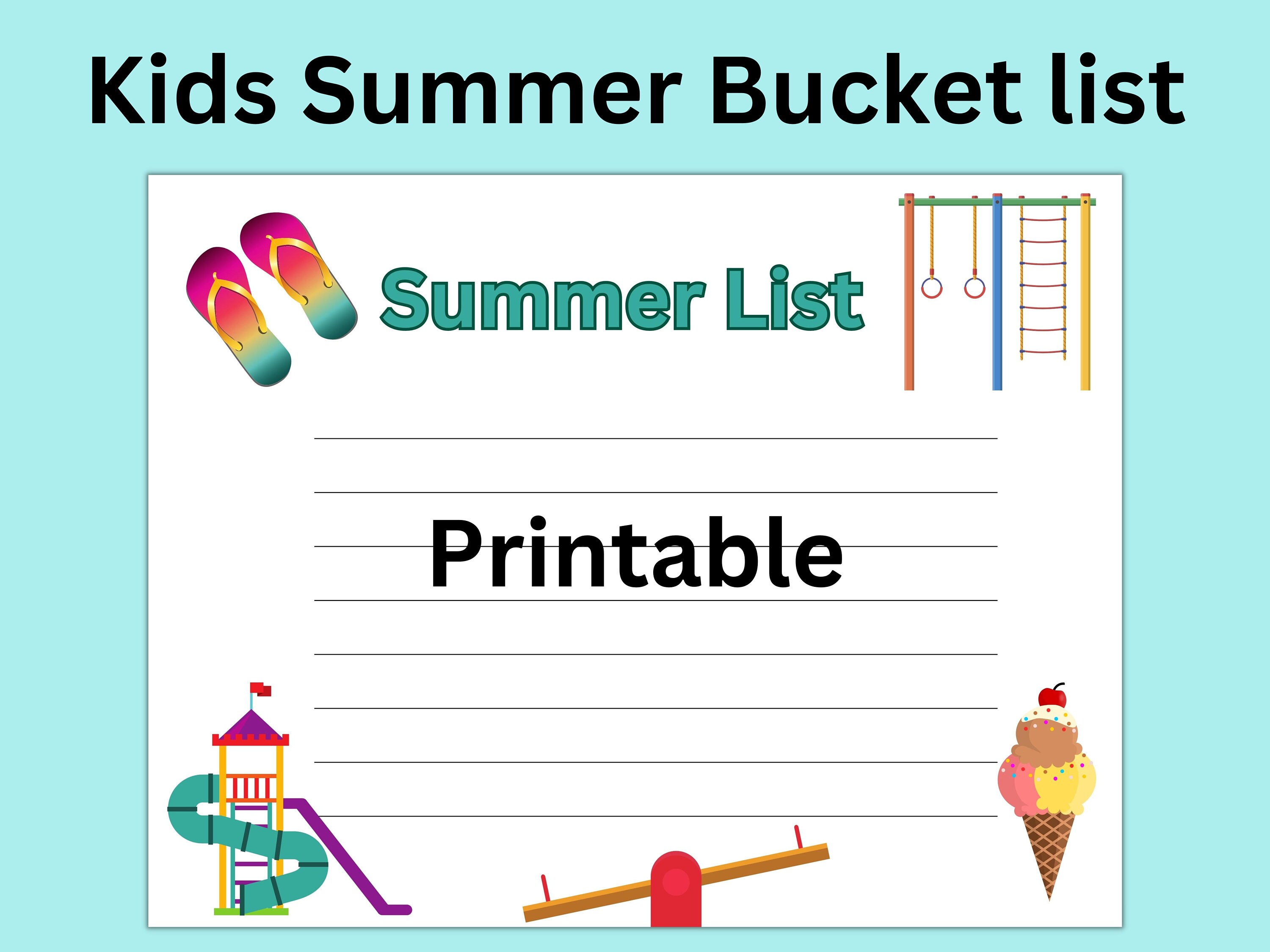 Summer Bucket List for Kids, Kids Summer Bucket List, Child Summer ...