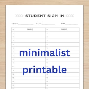 Student Sign in Sheet, Student Sign in Log, Attendance Log, Attendance ...