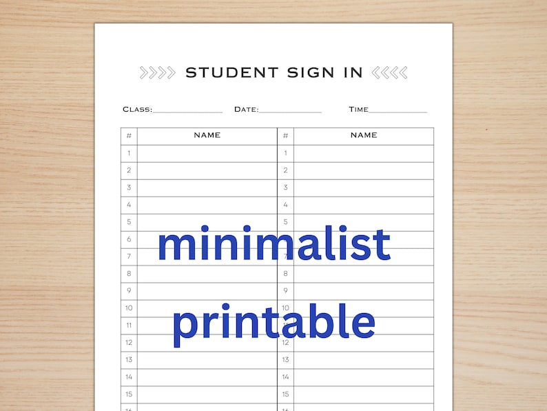 Student Sign in Sheet, Student Sign in Log, Attendance Log, Attendance ...