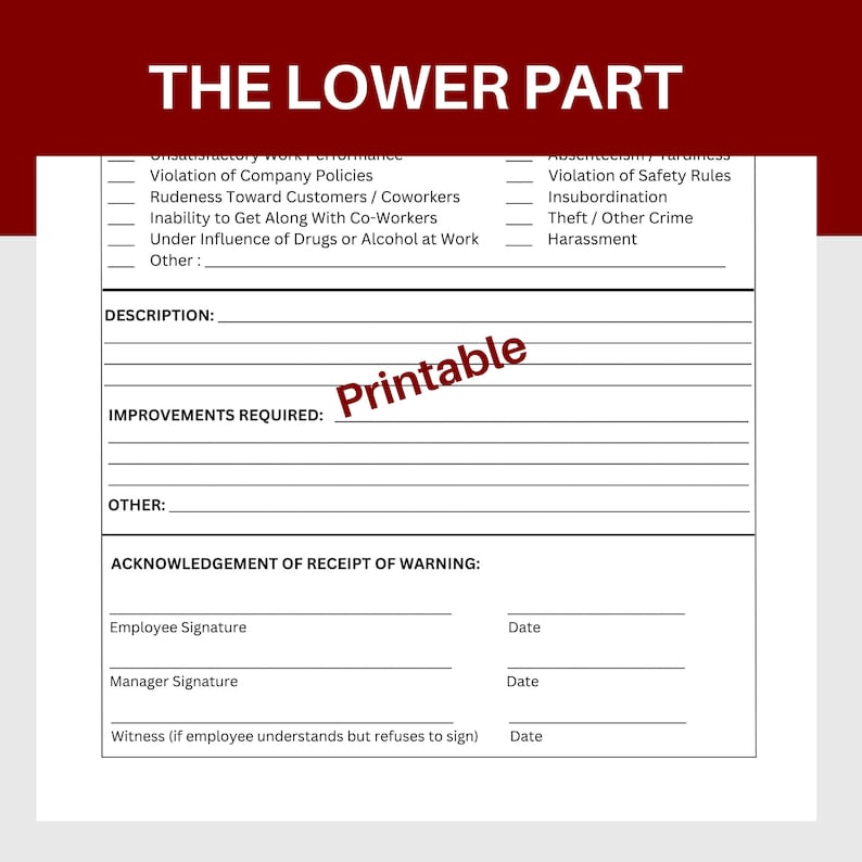 Employee Write up Form, Staff Write up Form, Employee Write up Format ...