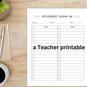 Student Sign in Sheet, Student Sign in Log, Attendance Log, Attendance ...
