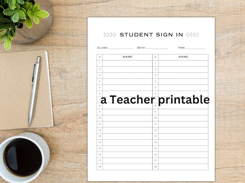 Student Sign in Sheet, Student Sign in Log, Attendance Log, Attendance ...