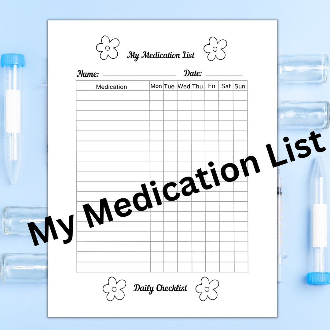 My Medication List, My Medication Log Printable, Medication Taking ...