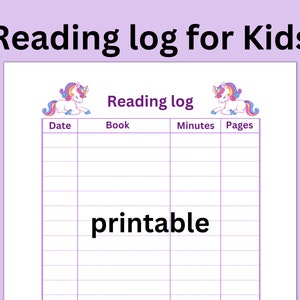 Reading Log for Kids, Kid Reading Log, Reading Time Log, Book Log for ...