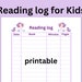 Reading Log for Kids, Kid Reading Log, Reading Time Log, Book Log for ...