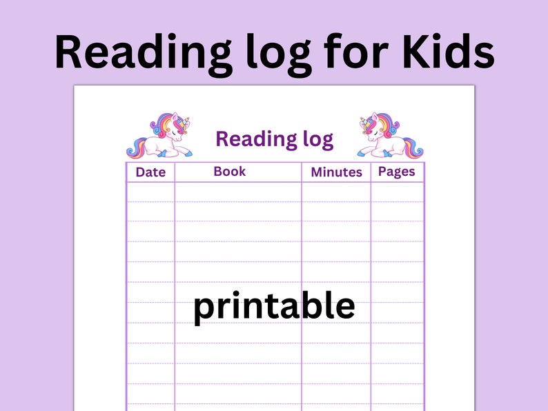 Reading Log for Kids, Kid Reading Log, Reading Time Log, Book Log for ...