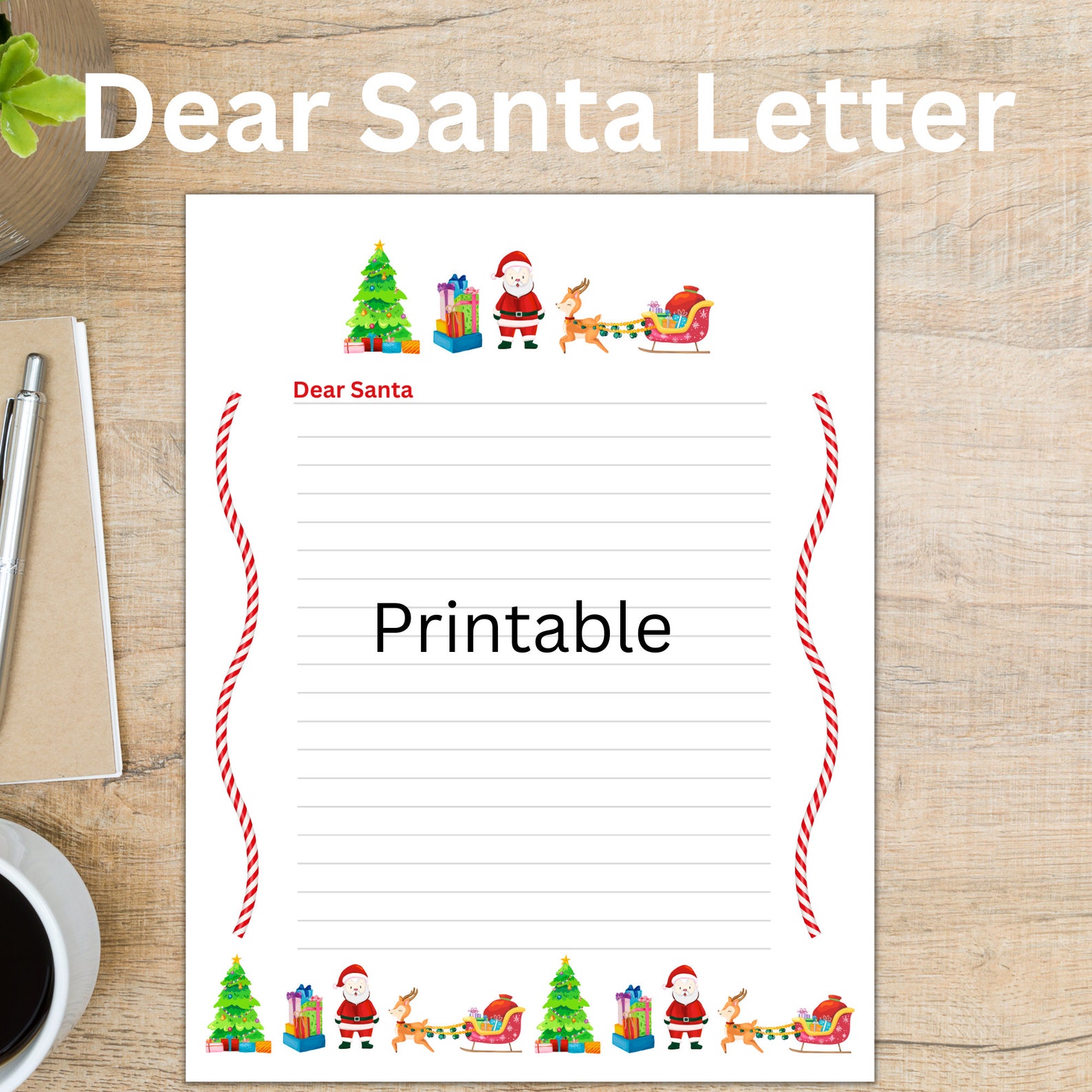 Santa Letter Printable, Dear Santa Letter, Letter to Santa, Santa ...