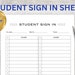 Student Sign in Sheet, Student Sign in Log, Attendance Log, Attendance ...