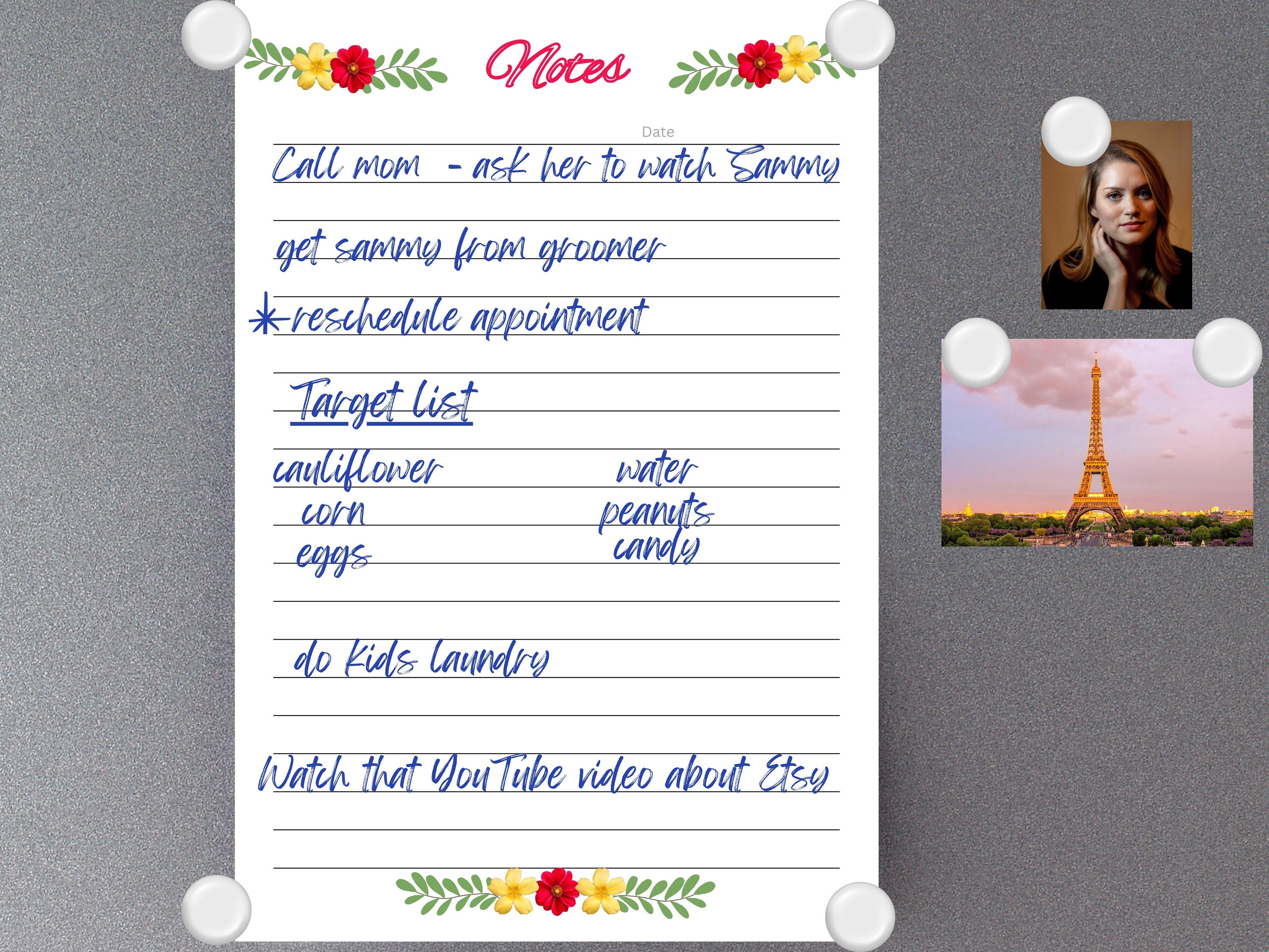 Floral Notes Cute Floral Note Page Notes Printable DIY - Etsy