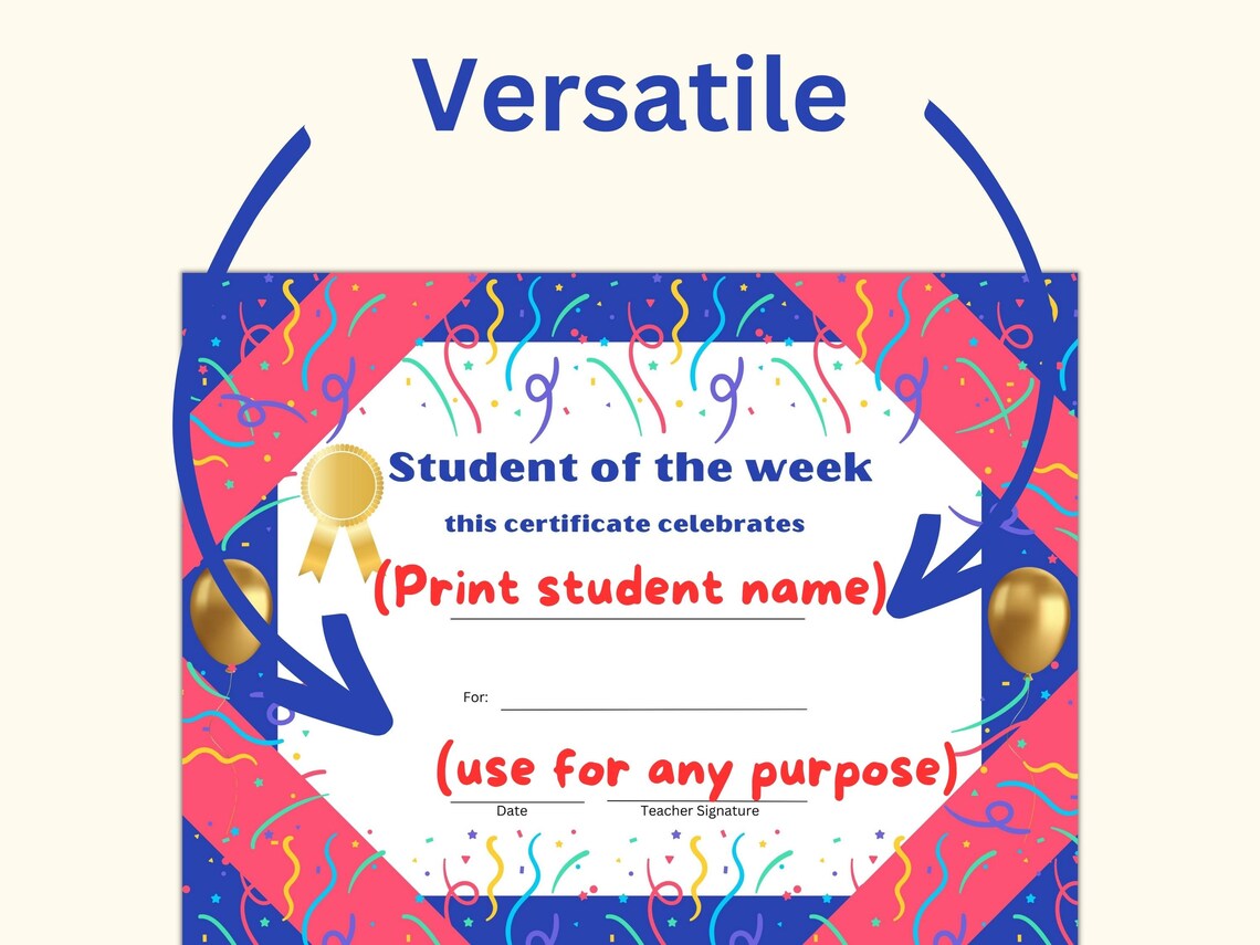Student of the Week Certificate, Student Certificate, Kid of the Week ...