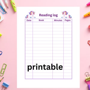 Reading Log for Kids, Kid Reading Log, Reading Time Log, Book Log for ...